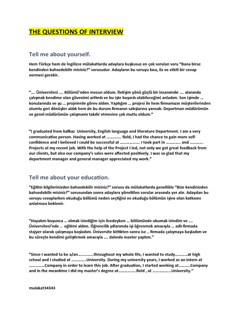 English Interview | PDF