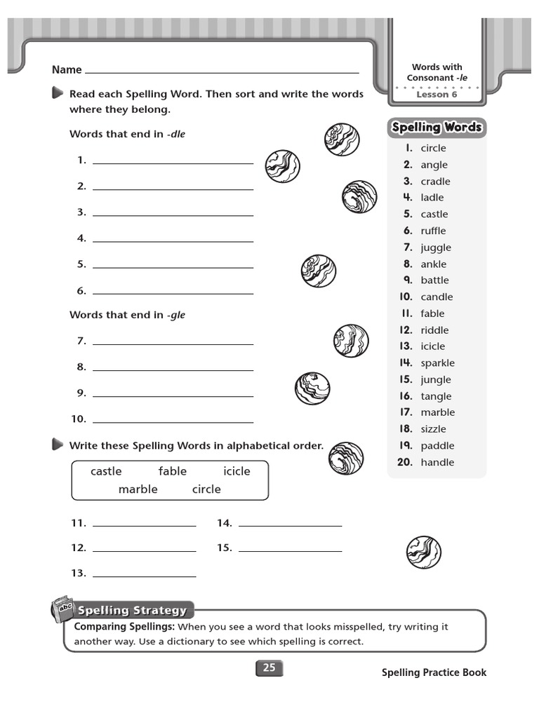 Spelling Lesson 6 Practice Book | PDF