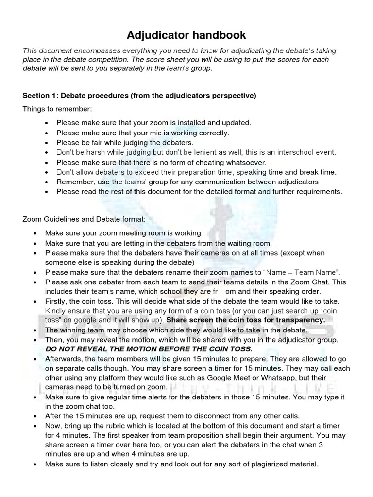 Debate Adjudicator Guide | PDF | Health Care | Gender