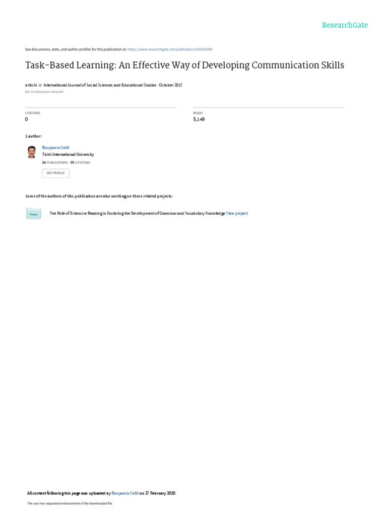 Develop Communication Skills Through Task-Based Learning | PDF ...