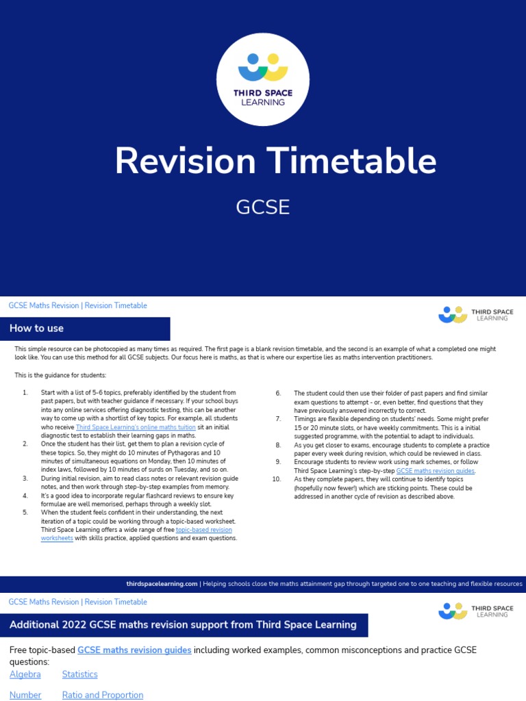 Editable GCSE Revision Timetable | PDF | Test (Assessment) | Mathematics