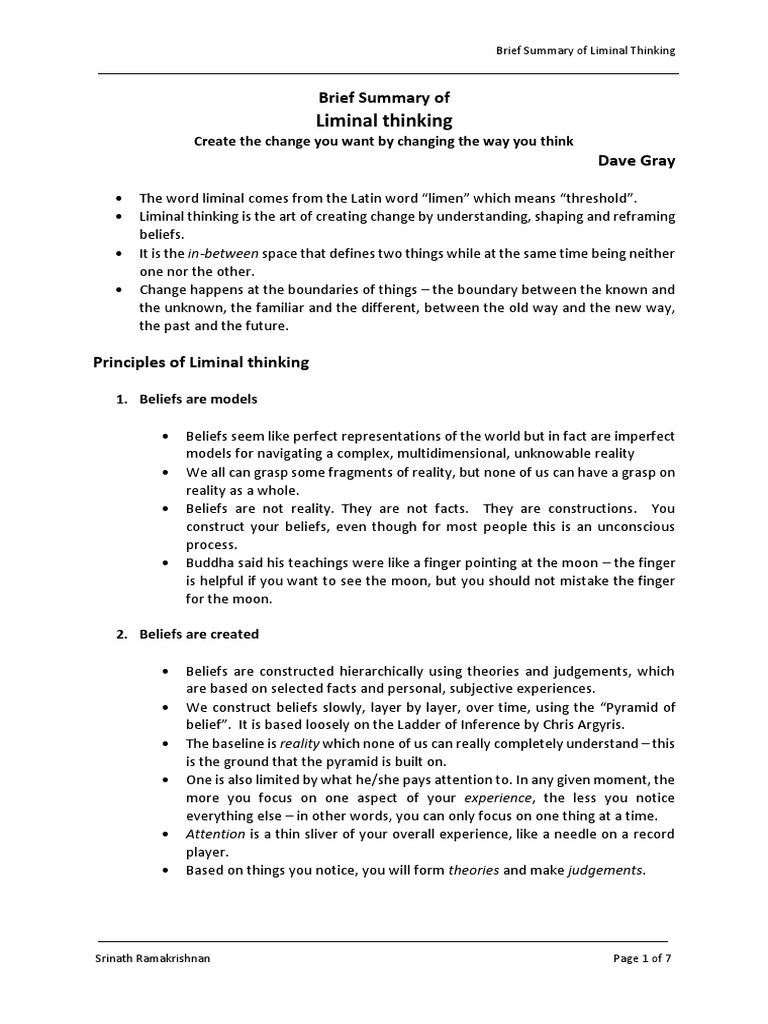 Understanding Liminal Thinking | PDF | Thought | Experience