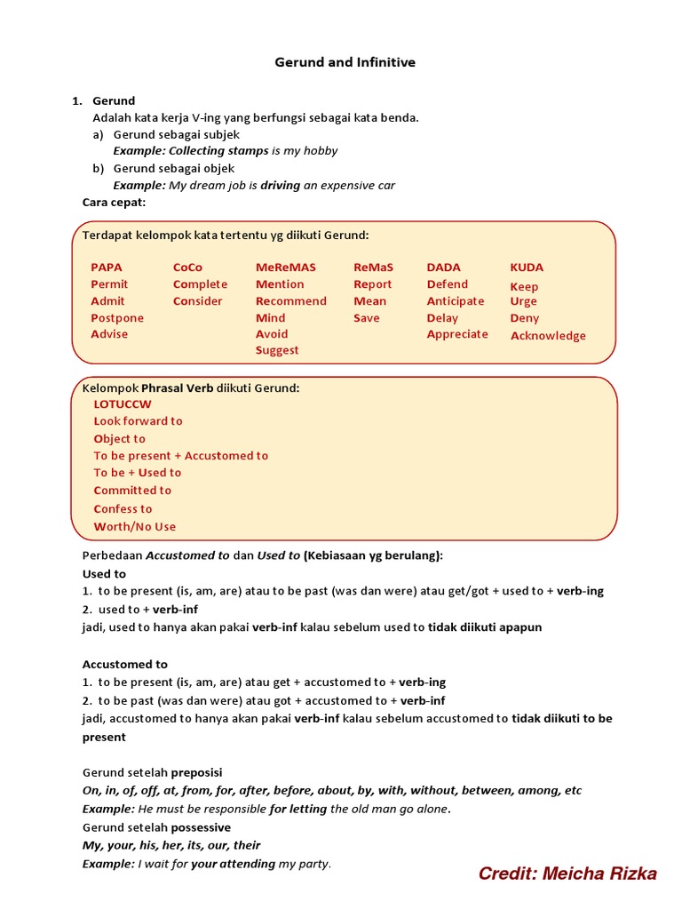 Resume Gerund and Infinitive | PDF | Grammar | Morphology