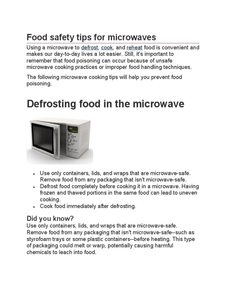 Food Safety in Microwave | PDF | Cooking | Foods