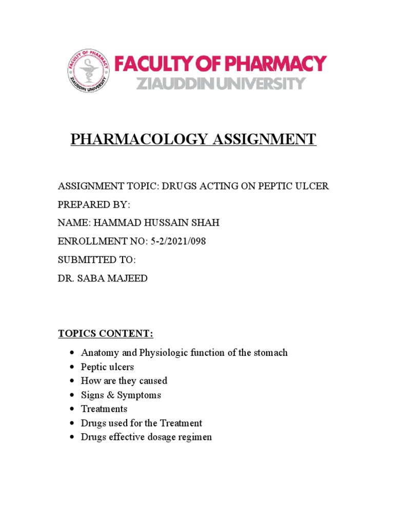 Pharmacology Assignment | Download Free PDF | Stomach | Gastroenterology