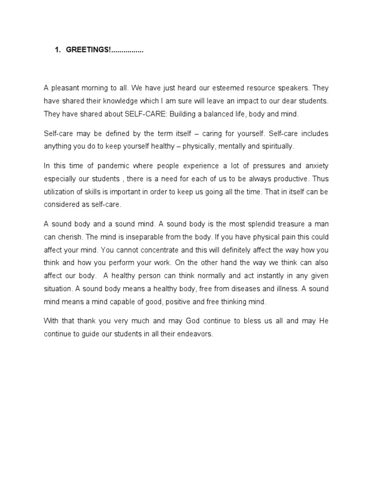 Sound Mind, Sound Body: Self-Care Insights | PDF | Mind | Cognition