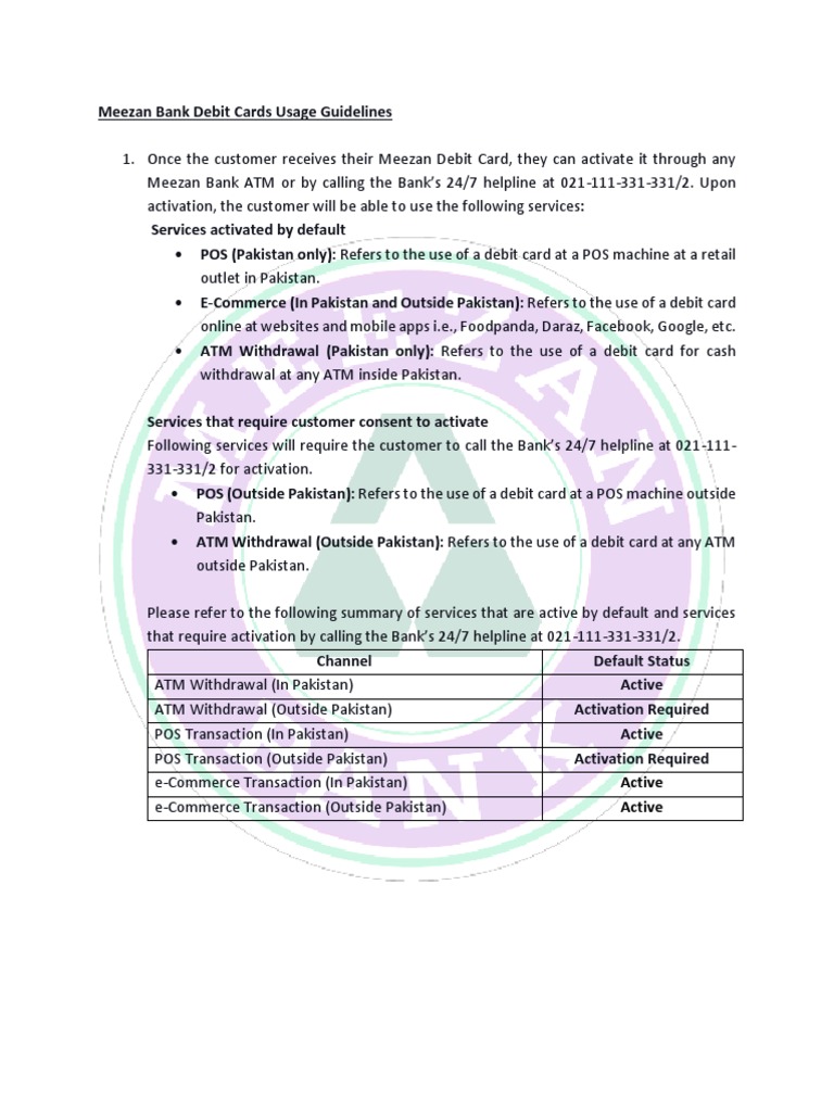 terms-of-usage-cards | PDF | Debit Card | Automated Teller Machine