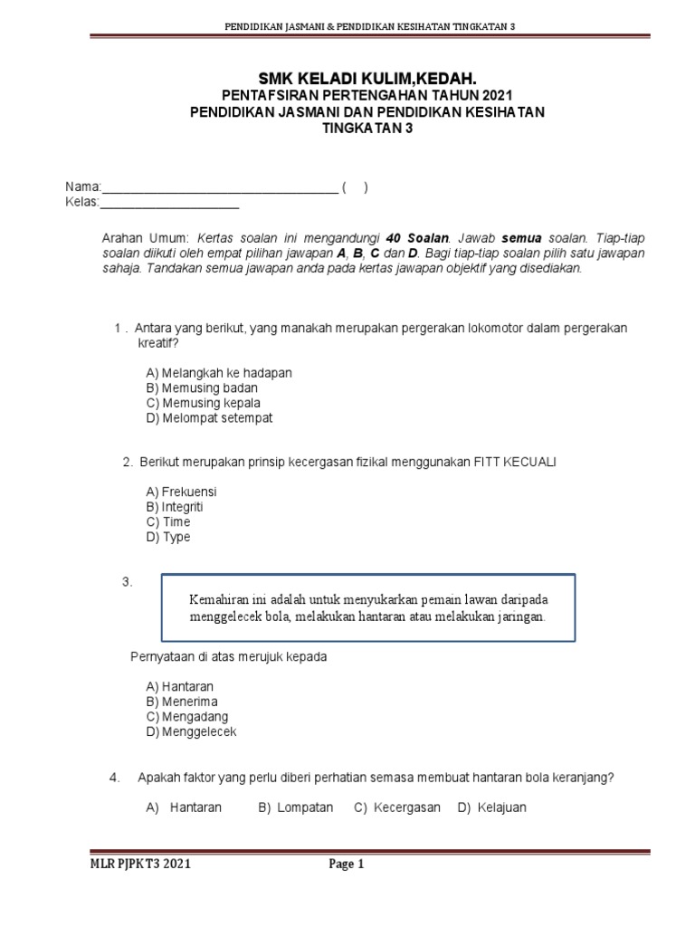 Soalan & Skema PJPK T3 2021 | PDF