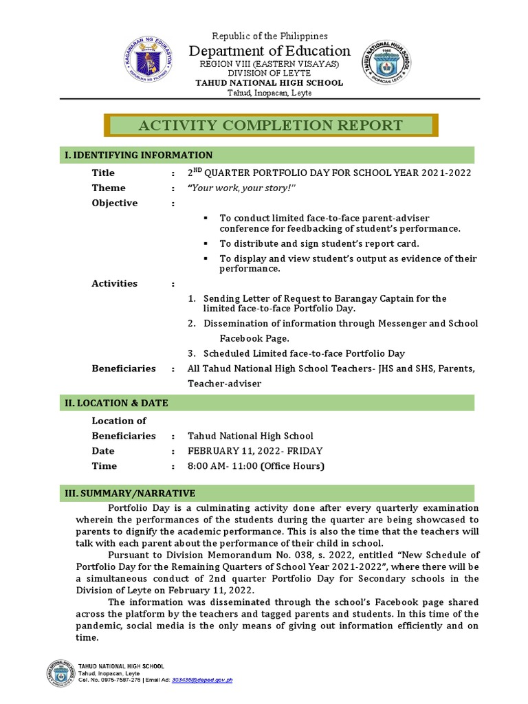 2nd Quarter Portfolio Day 2022 Report | PDF | Teachers | Communication