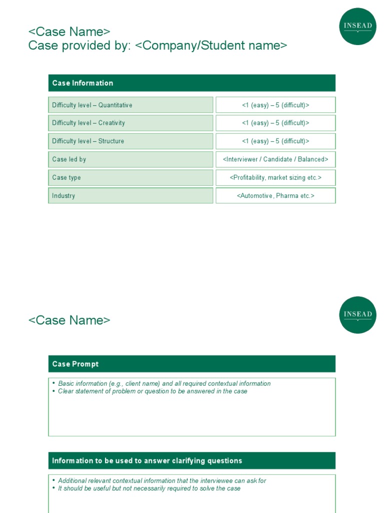 INSEAD Case Book Template v0.2 | PDF | Pricing | Brand
