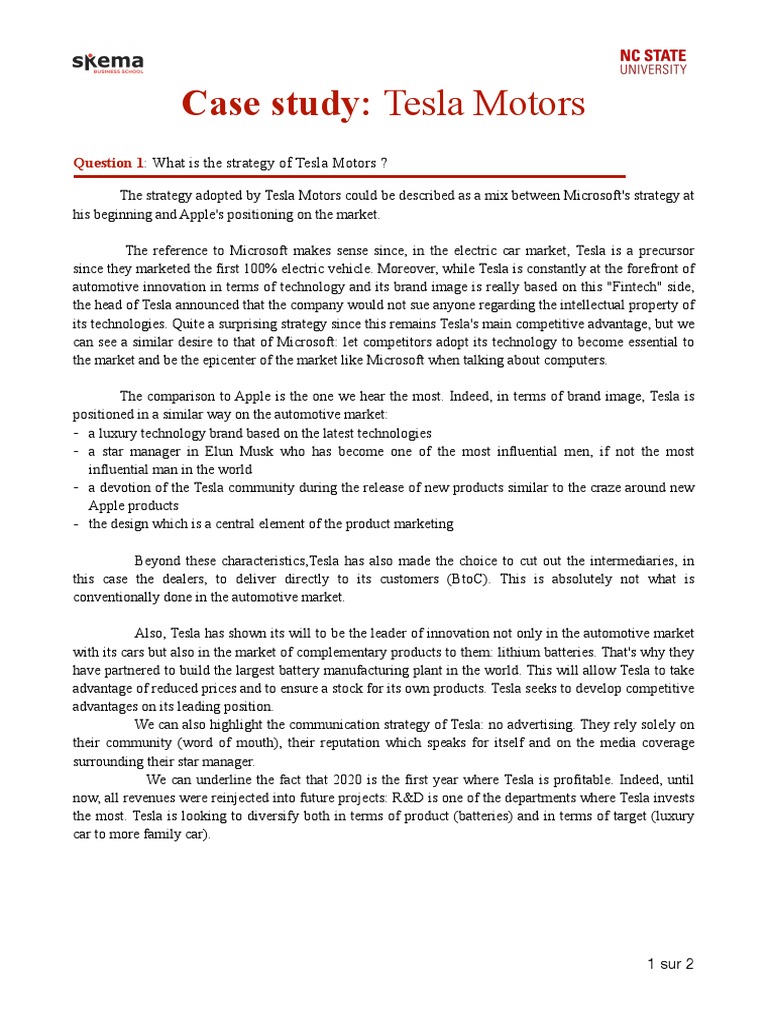 Tesla Motors Case Study | PDF | Car | Economies