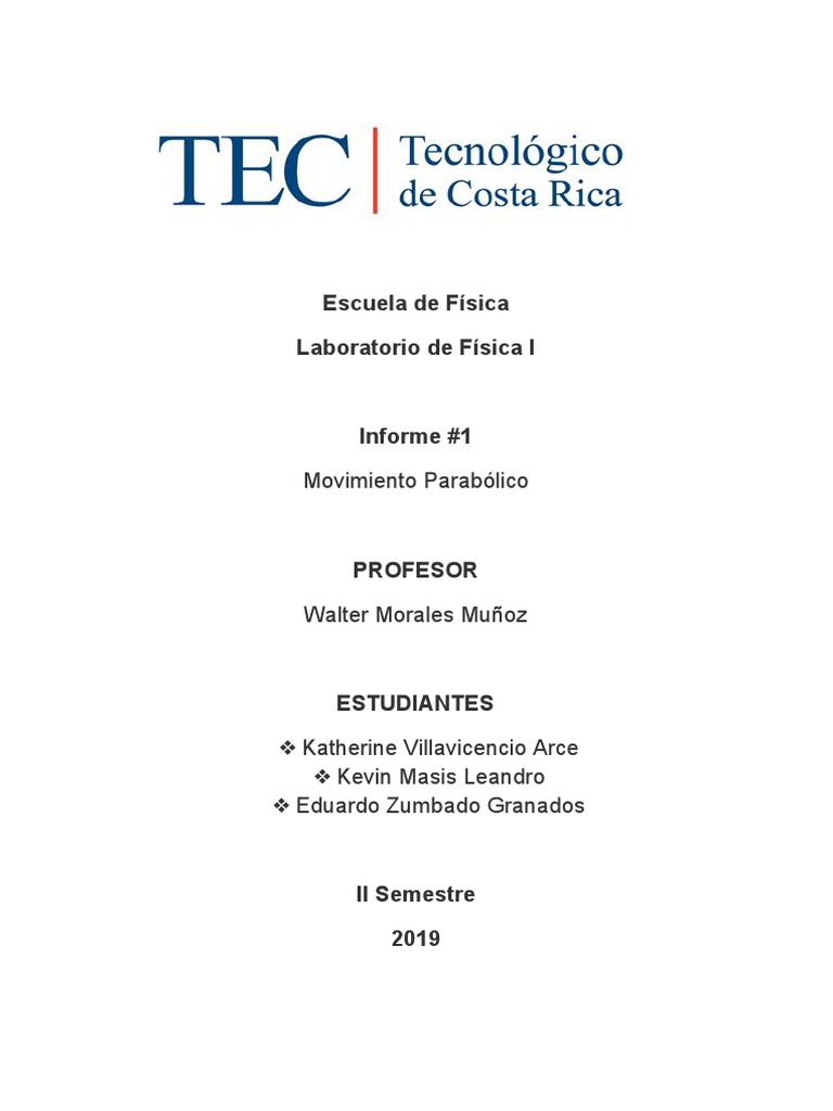 Informe 1 Lab F Sica 1 PDF | PDF | Ecuaciones | Velocidad
