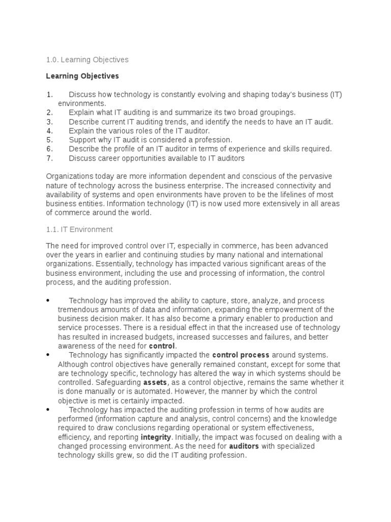 Module 3. The IT Audit Process 1 .Docx-2 | PDF | Audit | Internet Of Things