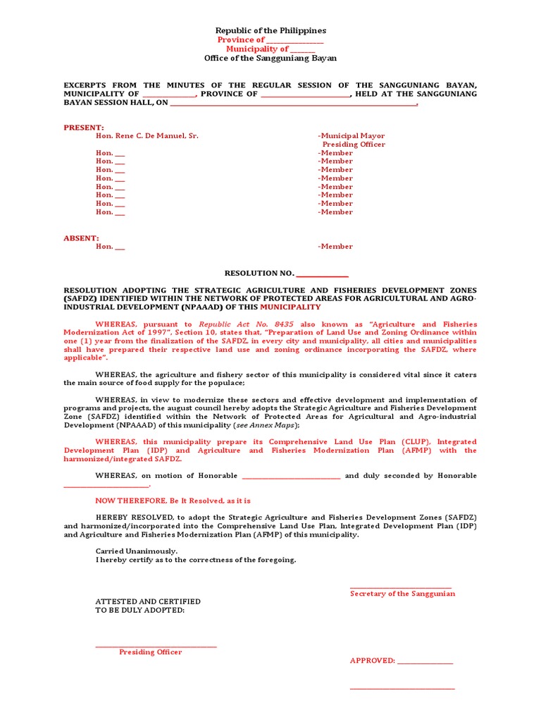 Sample Template - SB Resolution 11.10.2021 | PDF | Government