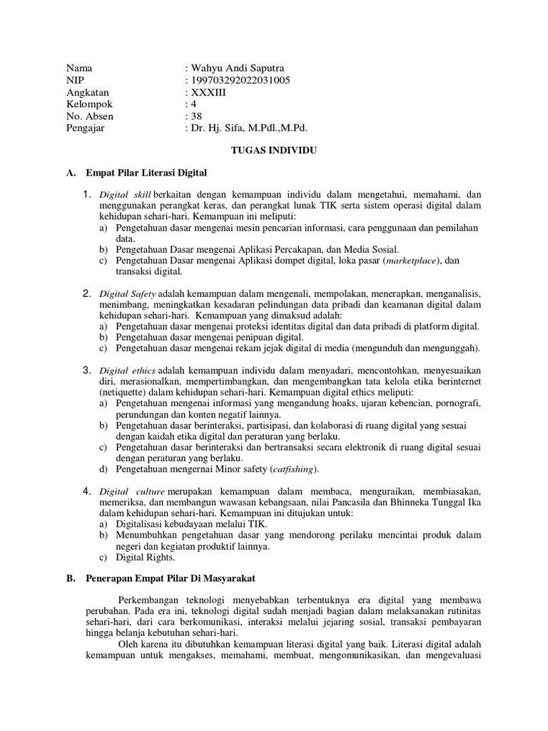 Tugas Individu Literasi Digital | PDF | Ilmu Sosial | Seni