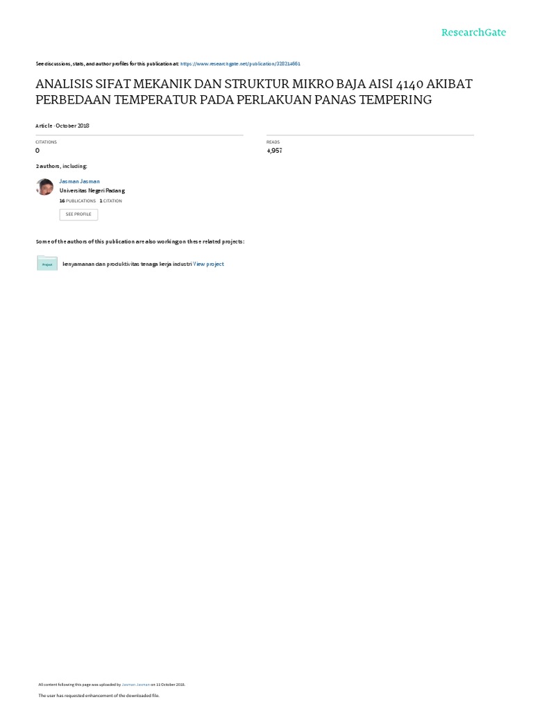 Analisis Sifat Mekanik Dan Struktur Mikro Baja Aisi 4140 Akibat Perbedaan Temperatur Pada ...