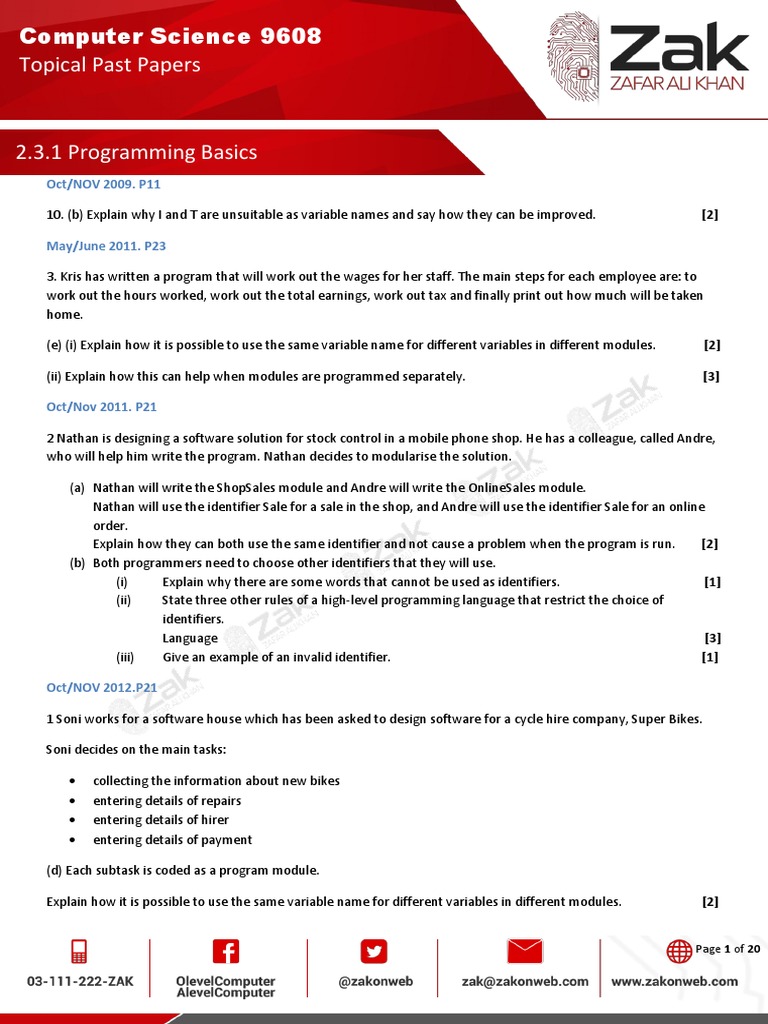 Topical Past Papers: Computer Science 9608 | PDF | Programming | Computer Program