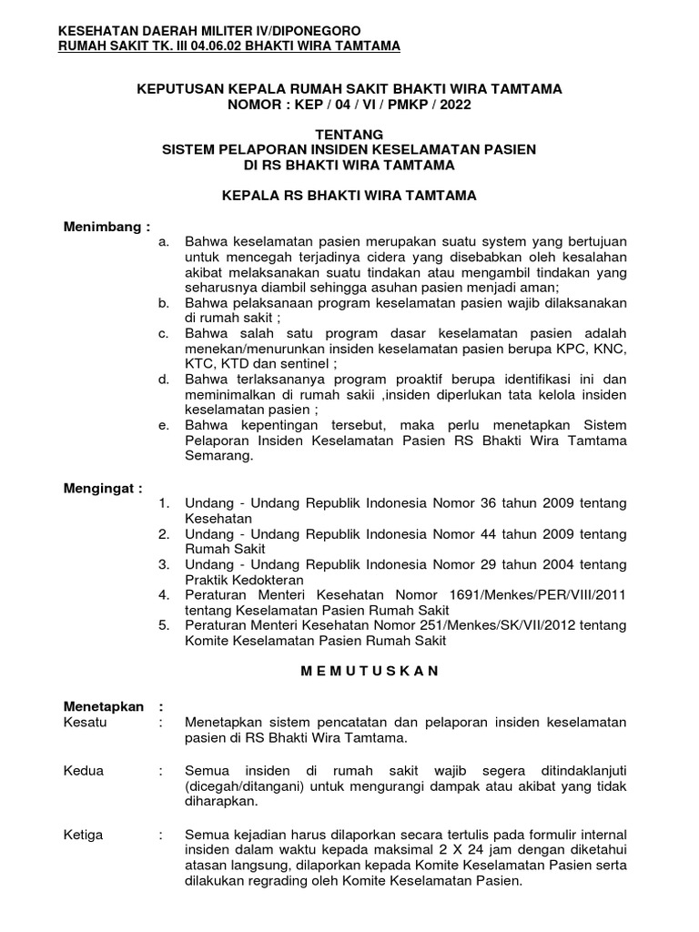 Contoh KEP - SISTEM - PELAPORAN - IKP | PDF