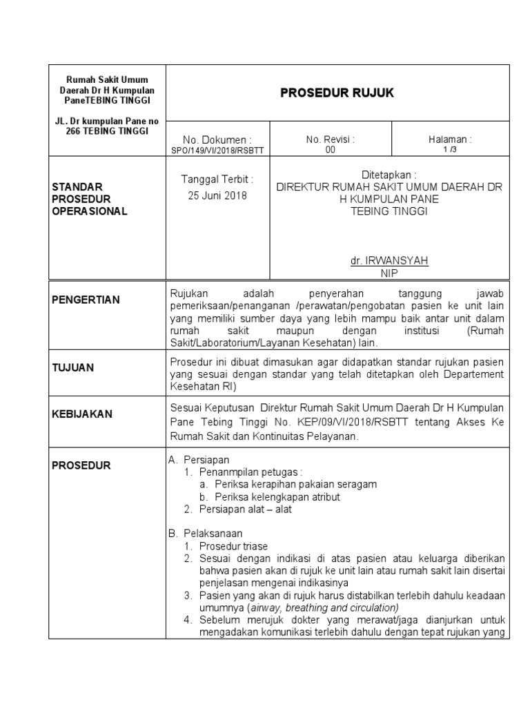 Spo Prosedur Rujuk | PDF