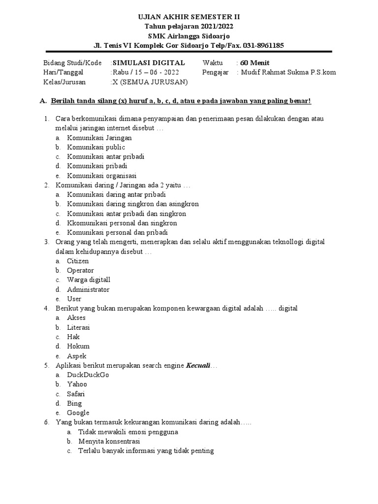 Soal Uas Ii Simdig 2022 | PDF