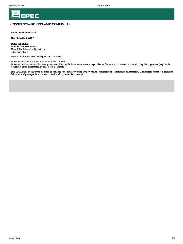 Reclamo Epec | PDF | Derecho