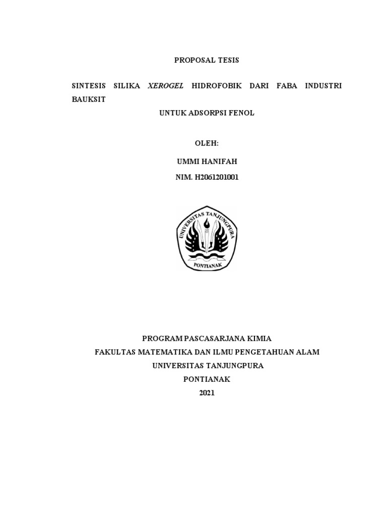 Rancangan Proposal Tesis - Ummi Hanifah - S2kimia2021 | PDF | Griya ...