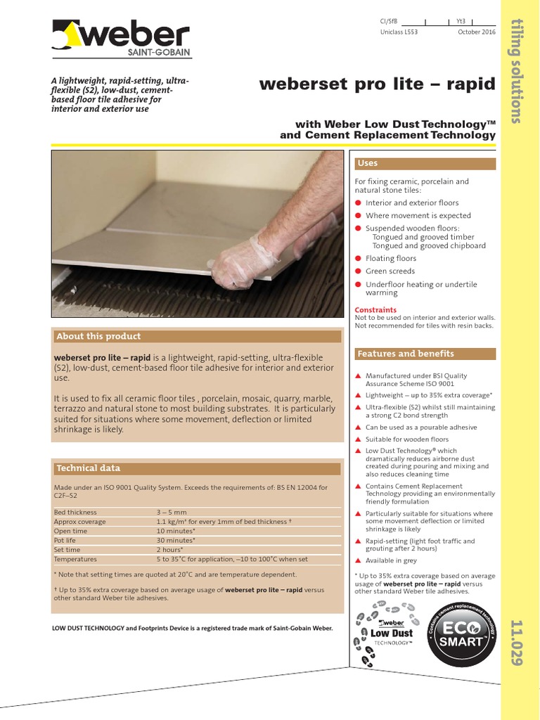 Weberset Pro Lite - Rapid: With Weber Low Dust Technology and Cement ...