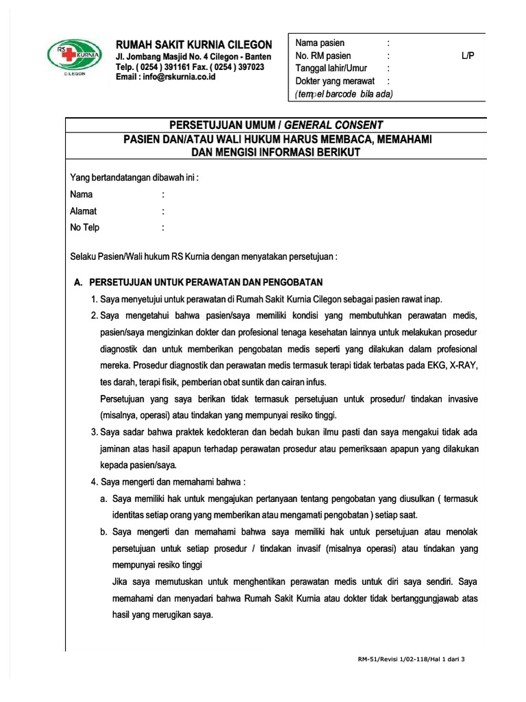 General Consent Rawat Inap | PDF
