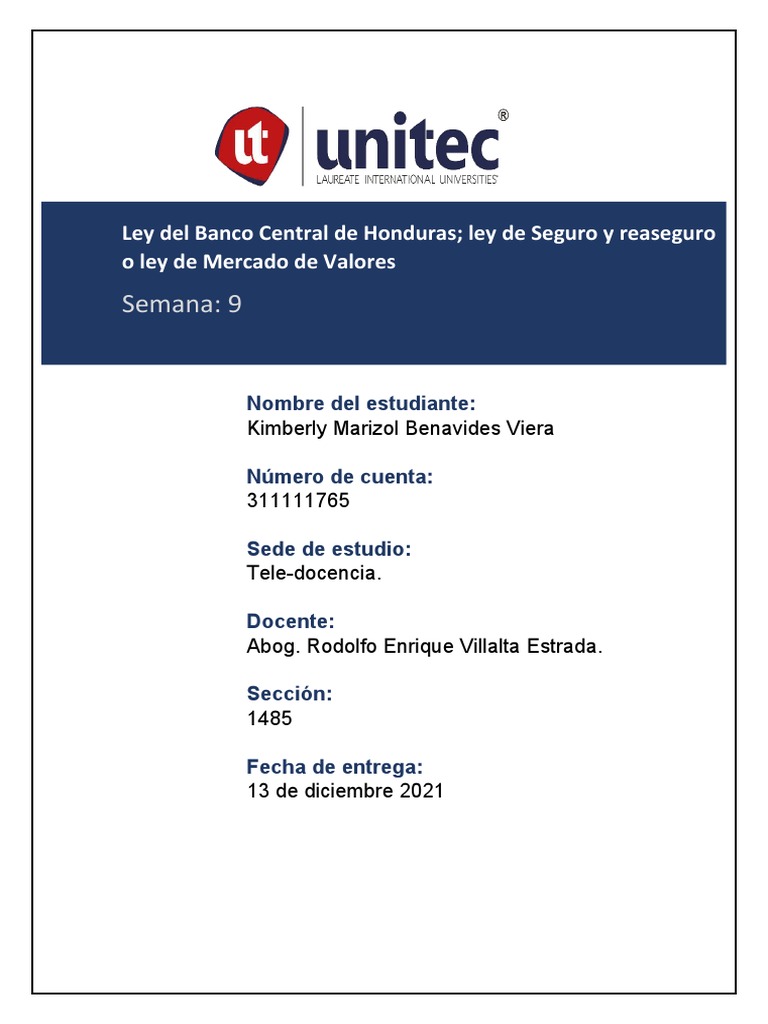 Ley Del Banco Central de Honduras Ley de Seguro y Reaseguro o Ley de Mercado de Valores | PDF ...