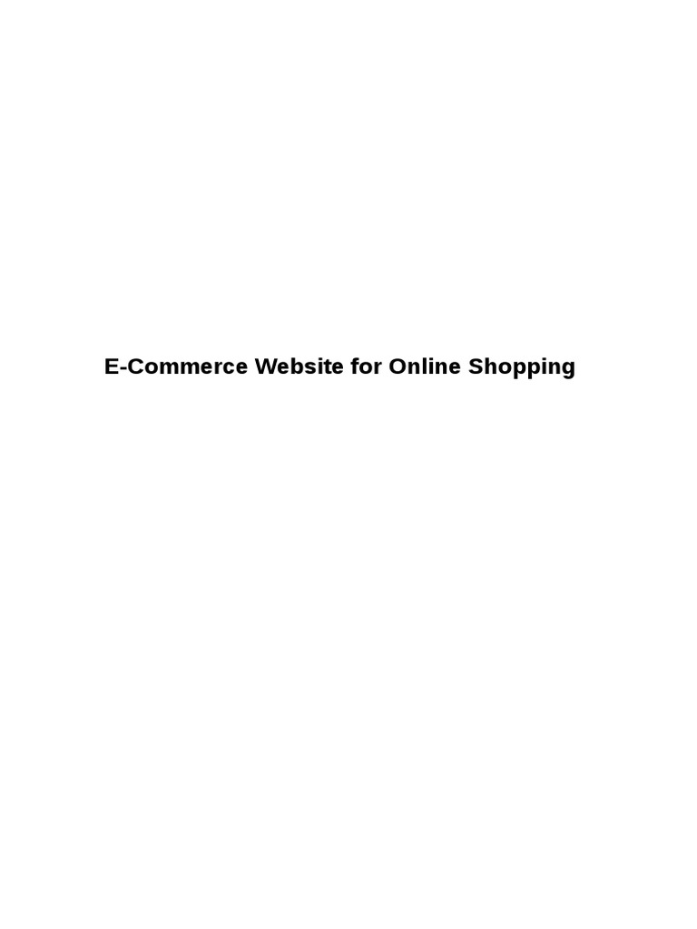 E Commerce Website For Online Shopping | PDF | Software Testing ...