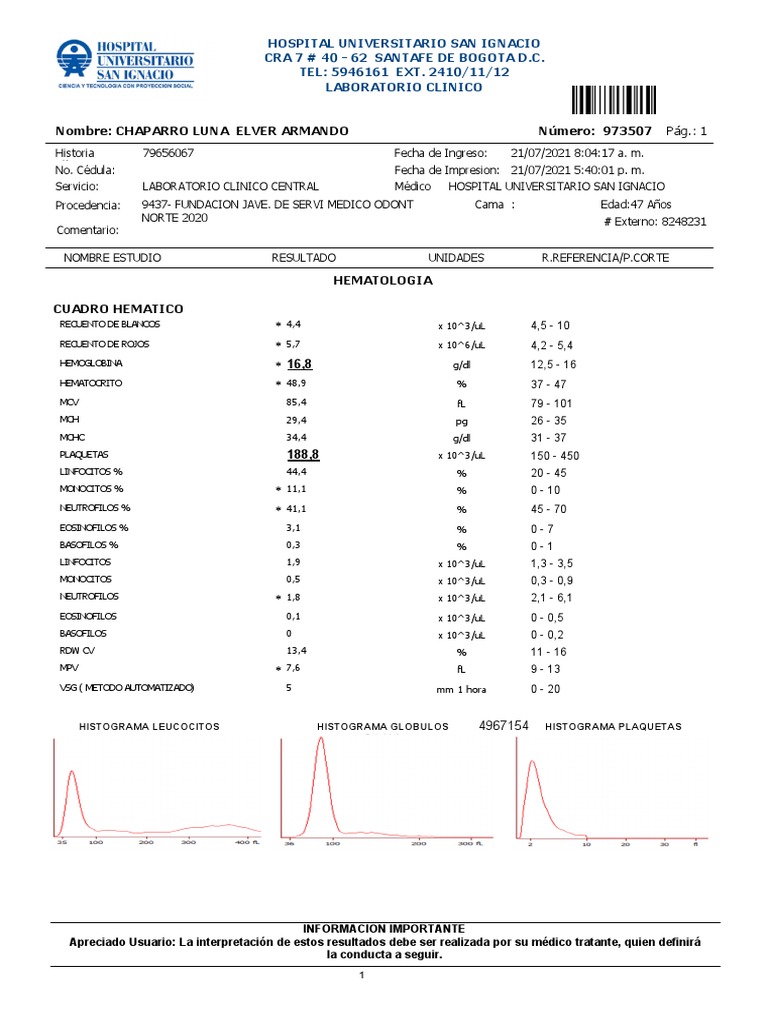 Exámenes | PDF | Leucocito | Especialidades Medicas
