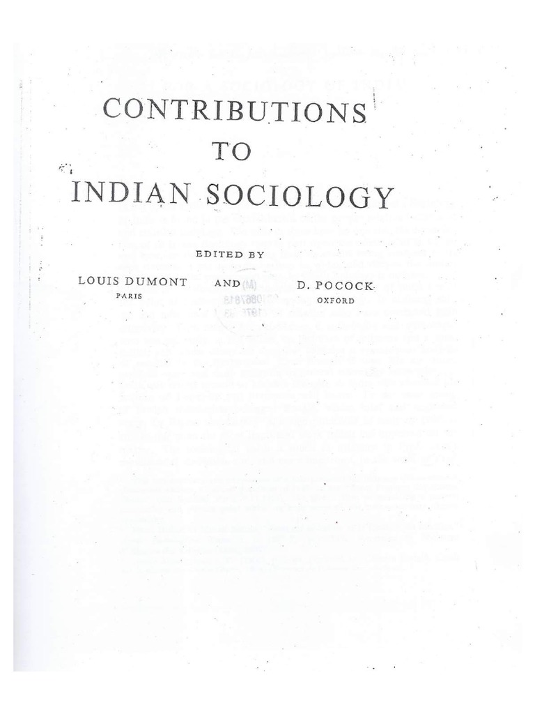 For A Sociology of India (Louis Dumont, Daniel Pocock) | PDF