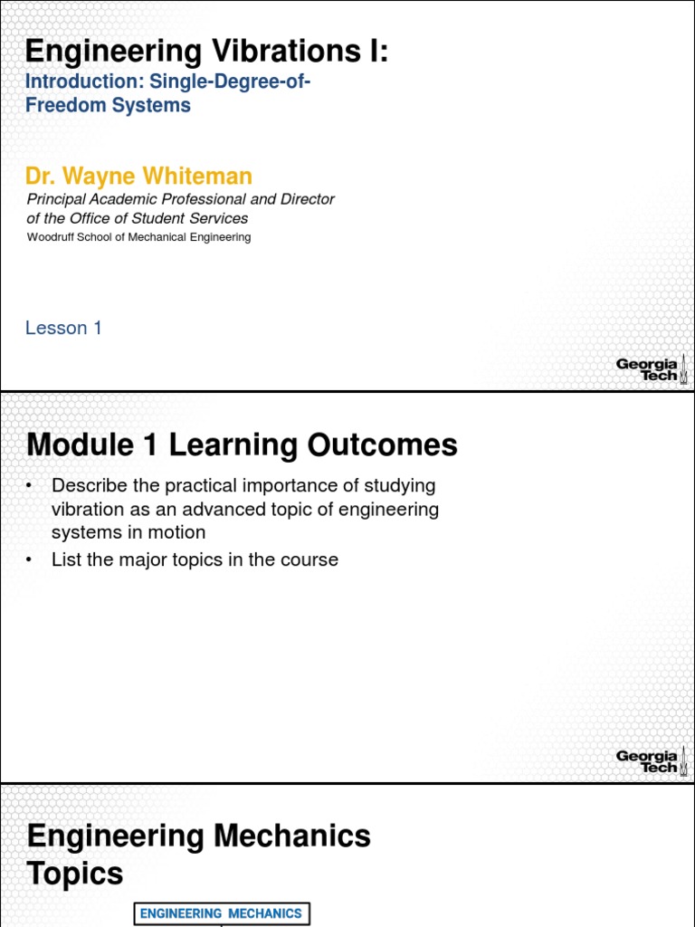 Module 1 - Engineering Vibrations I | PDF | Mechanical Engineering ...