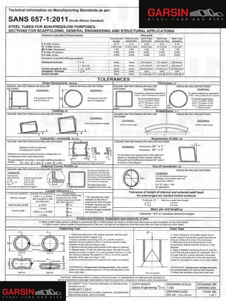Manufacturing Standards SANS 657 1 | PDF