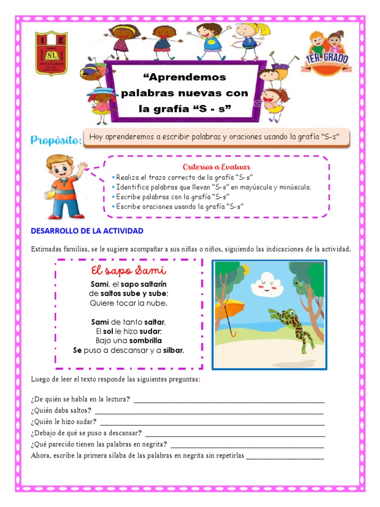 E3 A1 Escribimos Palabras Con S-S Comunicación | PDF | Cognición ...