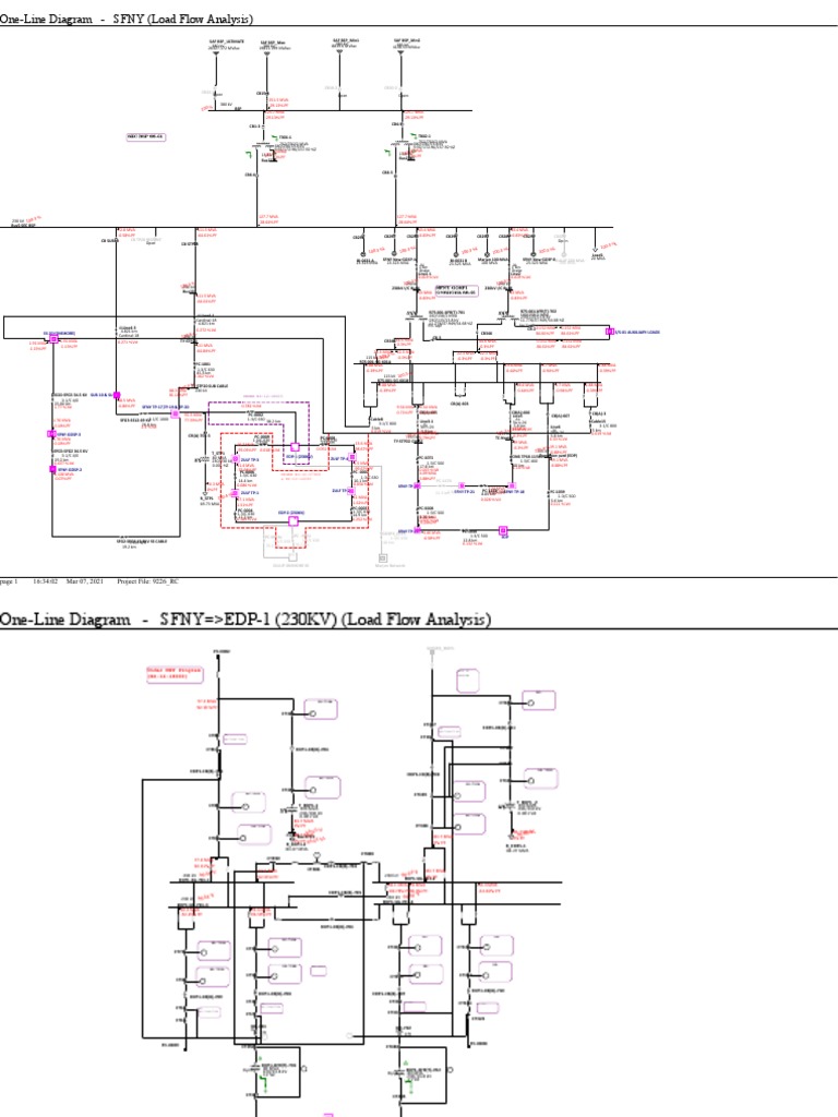 One-Line Diagram - SFNY (Load Flow Analysis) : CB15-4 CB20-2 CB18-2 | PDF