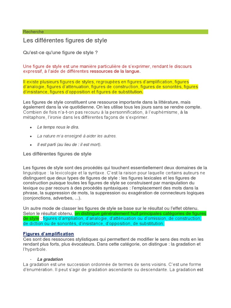 Tout Sur Les Figures de Style | PDF | Métaphore | Clause