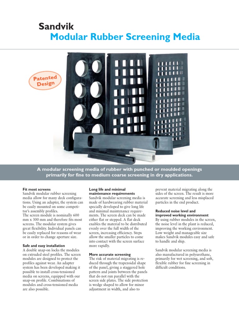 Modular Rubber Screening Media: Sandvik | PDF | Natural Rubber | Modularity