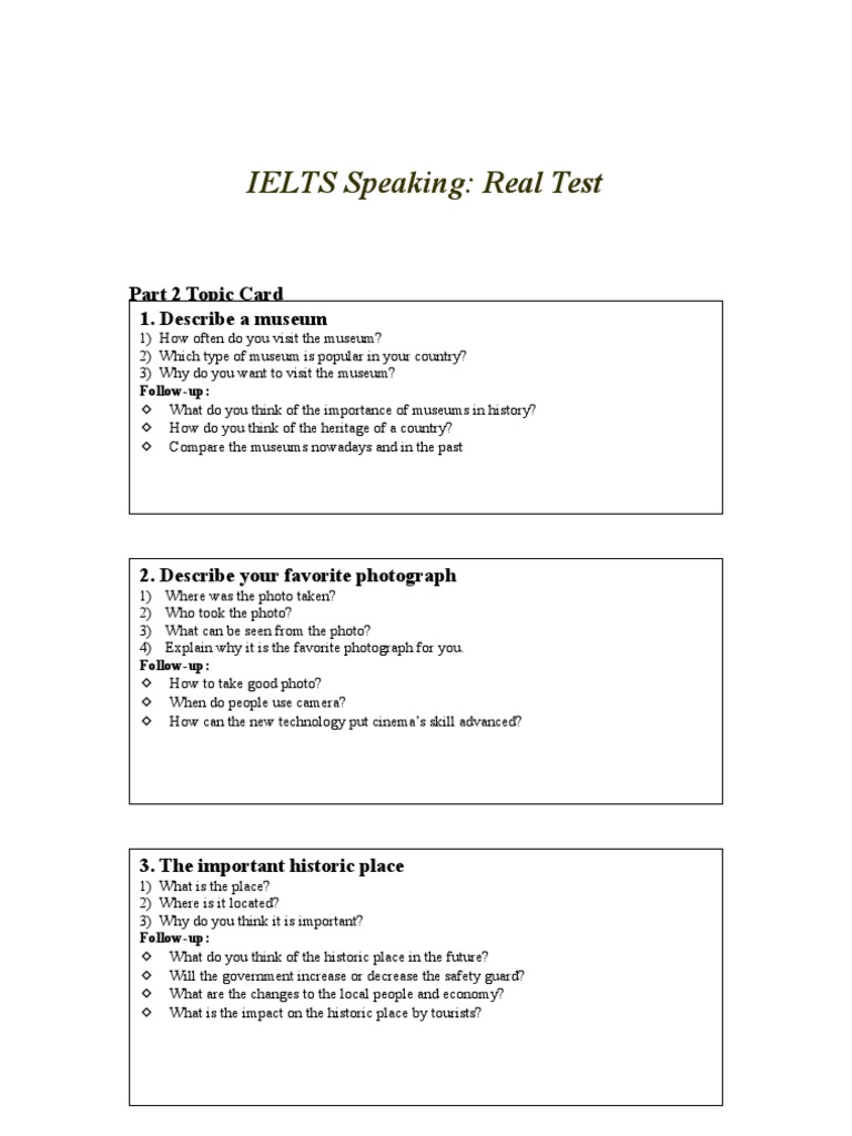 IELTS Speaking Topics Guide | PDF | Social Science