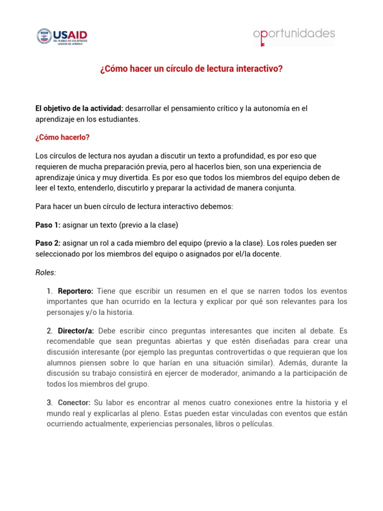 Círculo de Lectura Interactivo: Guía Práctica | PDF | Modificación de ...