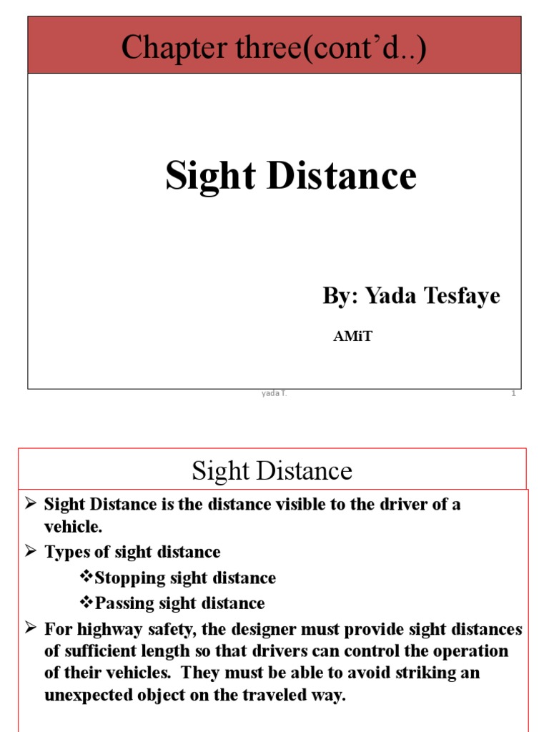 Chapter Three (Cont'd..) : Sight Distance | PDF | Transport ...
