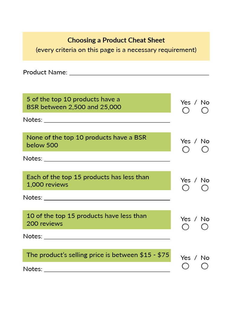 Choosing A Product Cheat Sheet | PDF