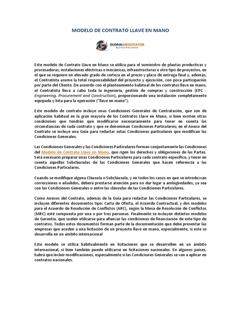 Modelo Contrato Llave en Mano Epc | PDF | Propiedad intelectual | Software