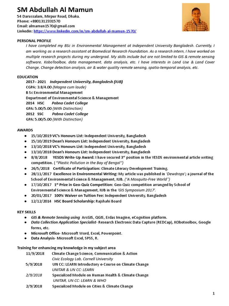 CV - SM Abdullah Al Mamun | PDF | Bangladesh