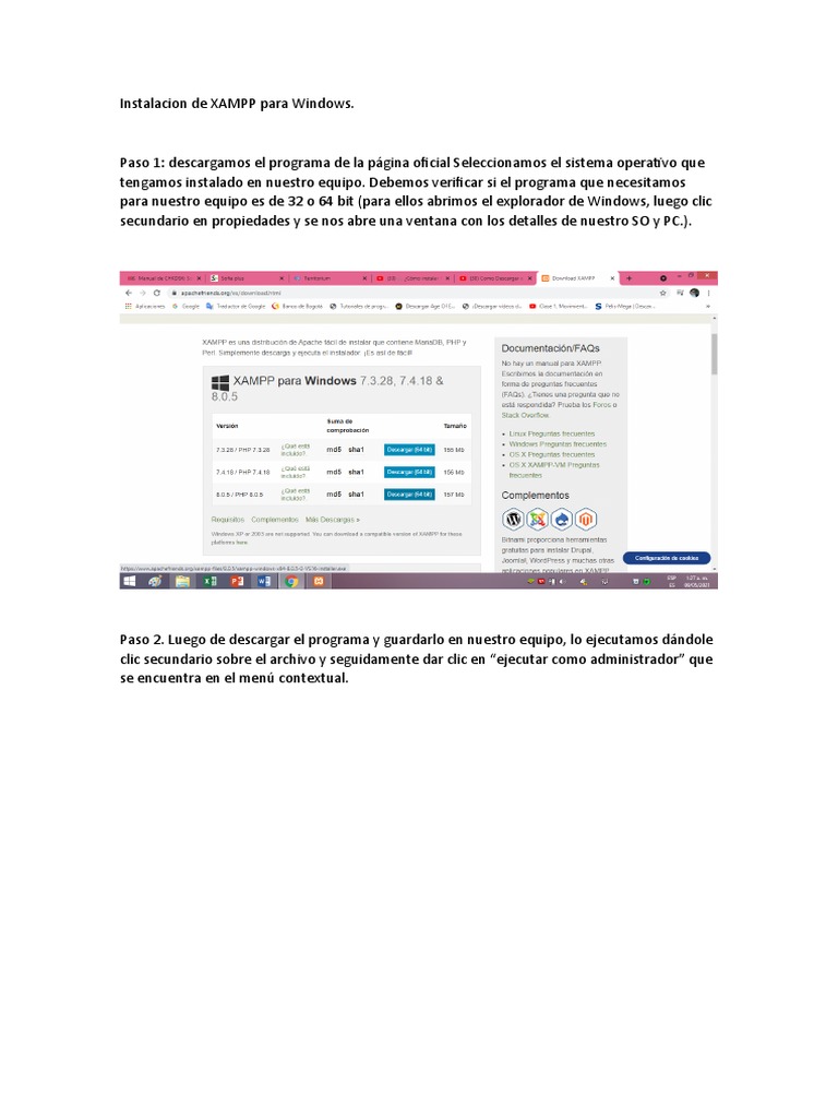 Instalacion de XAMPP para Windows | PDF | Entorno de desarrollo integrado | Microsoft Windows