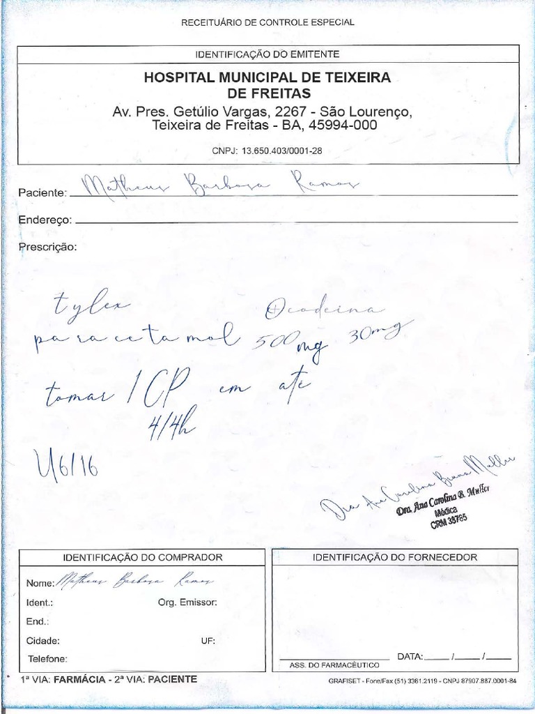 Receita Tylex | PDF