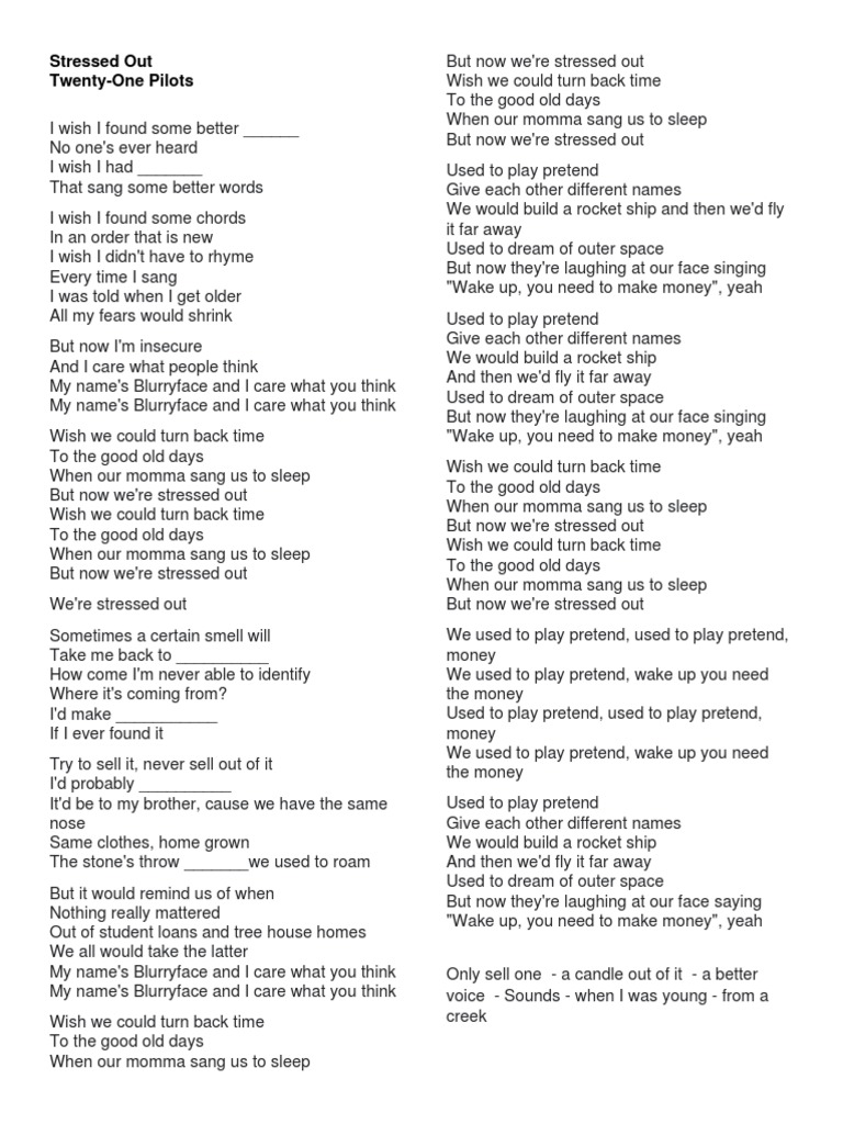 Stressed Out Twenty-One Pilots | PDF