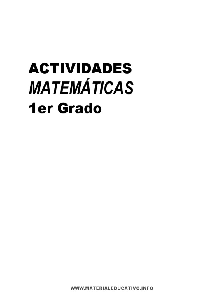 Buenísimas Actividades Matemáticas para 1er Grado | PDF