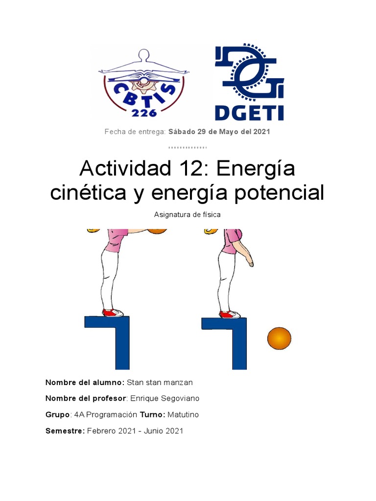 Actividad 12 - Energía Cinética y Energía Potencial. | Descargar gratis ...