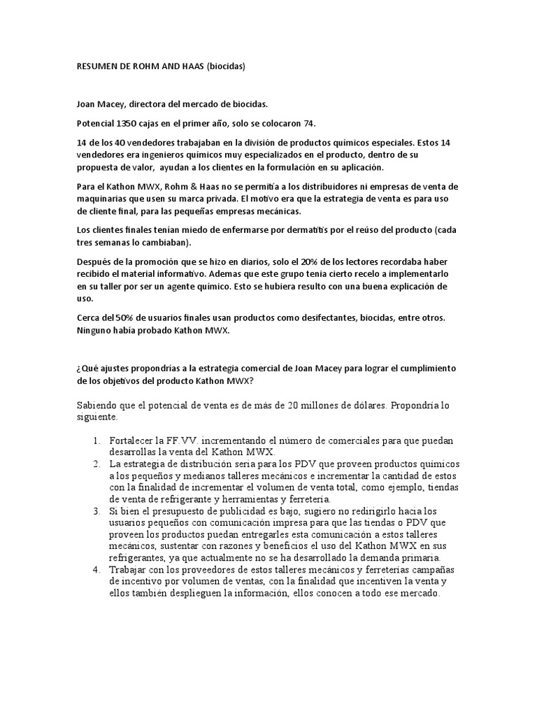 Estrategias para impulsar Kathon MWX | PDF | Business | Economias